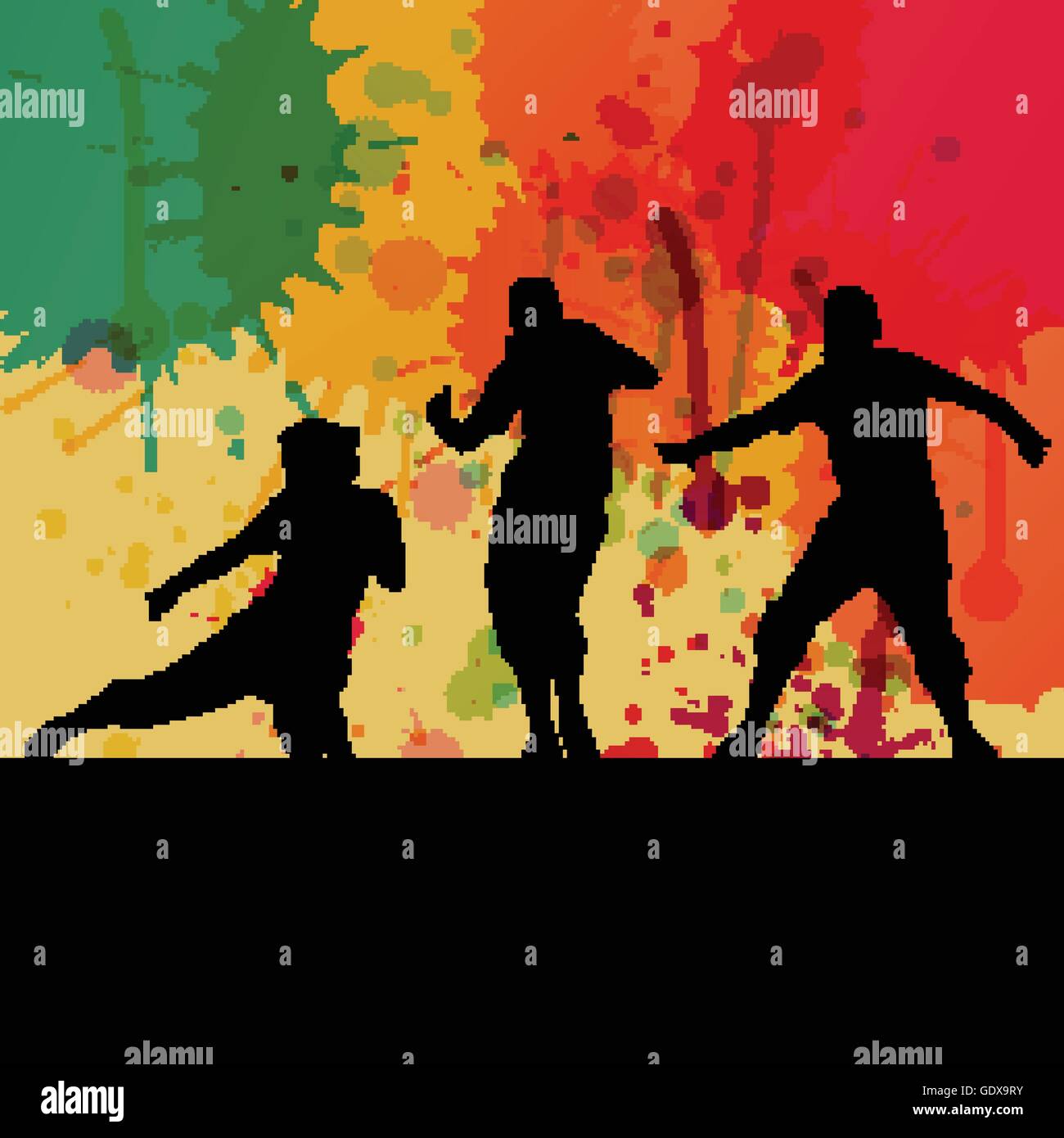 Girl dance silhouette vector color splash background concept for poster ...