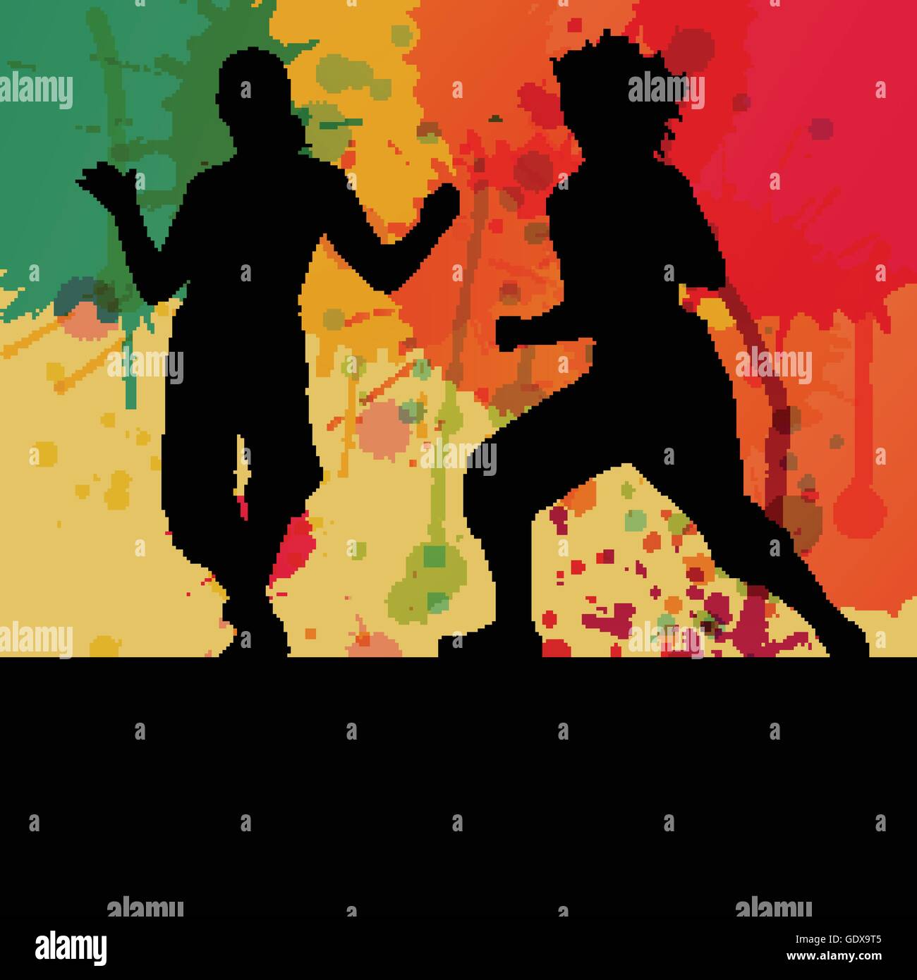 Girl dance silhouette vector color splash background concept for poster ...