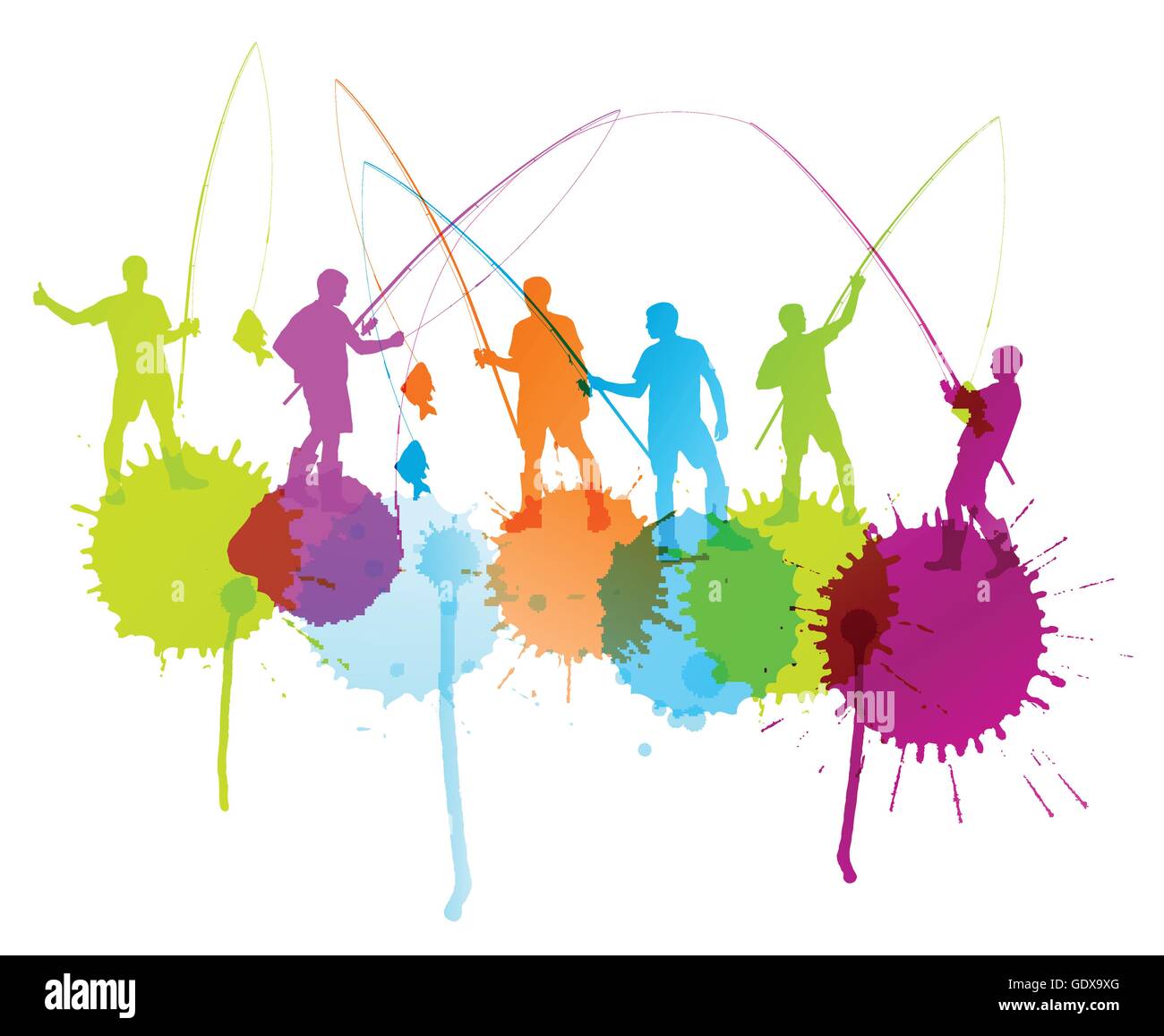 Fisherman, angler silhouette vector abstract background concept with ...