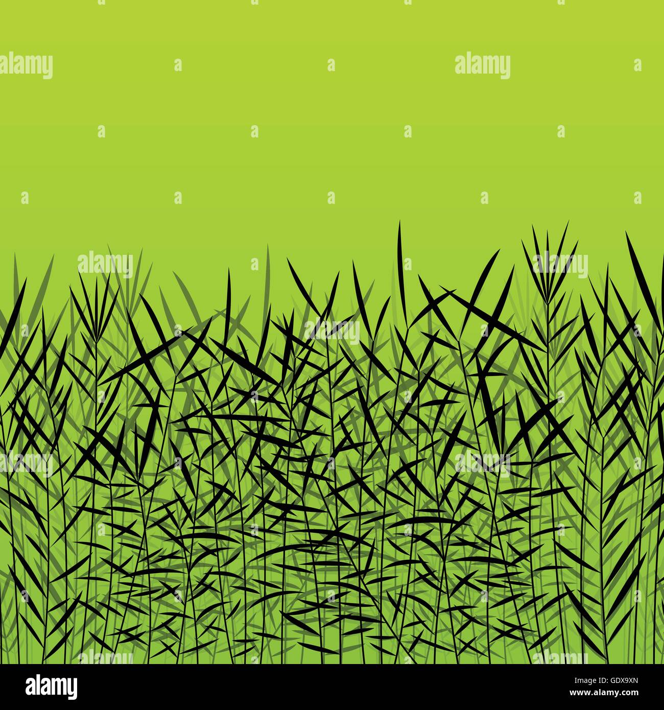 Grass, reed and wild plants detailed silhouettes illustration ...