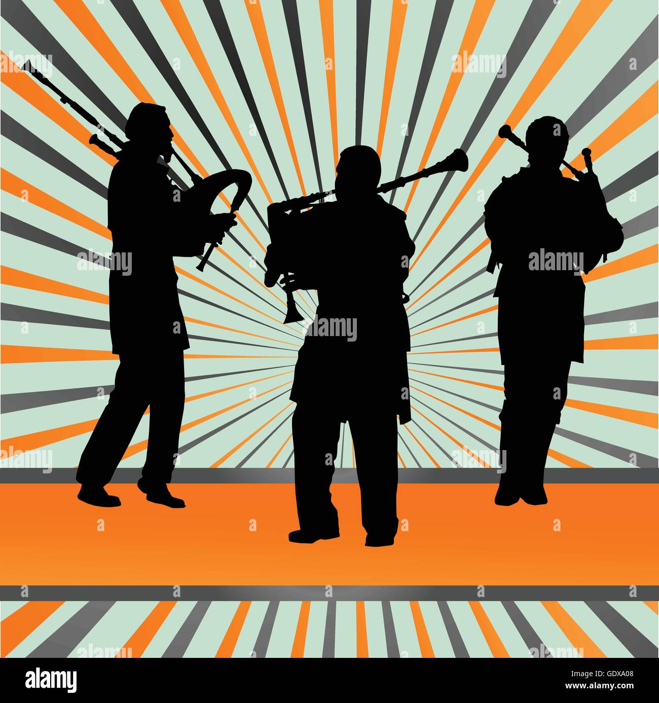 Scottish bagpiper silhouette abstract background for poster Stock ...