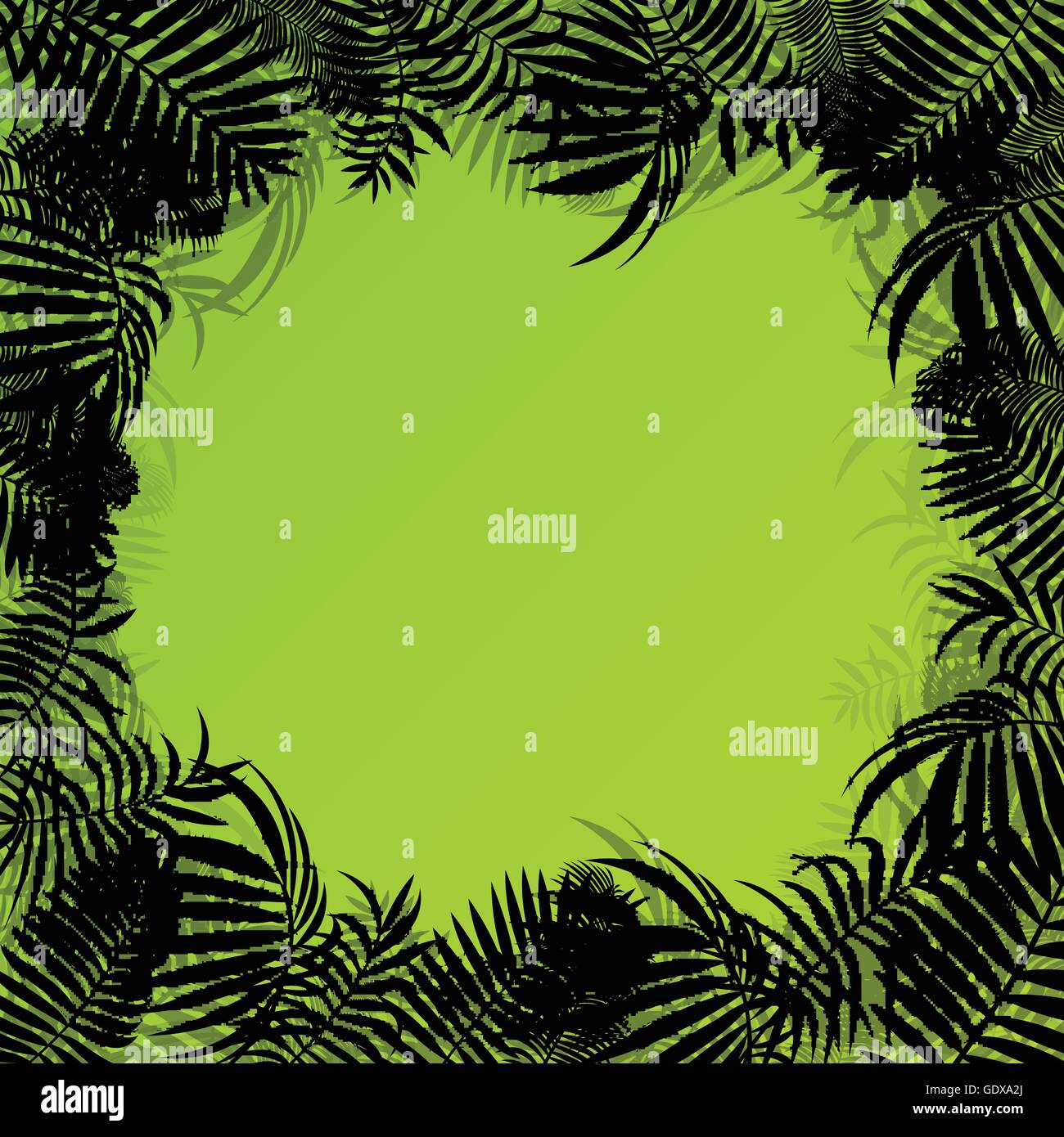 Exotic forest jungle leaves, grass and herbs wild untamed nature ...