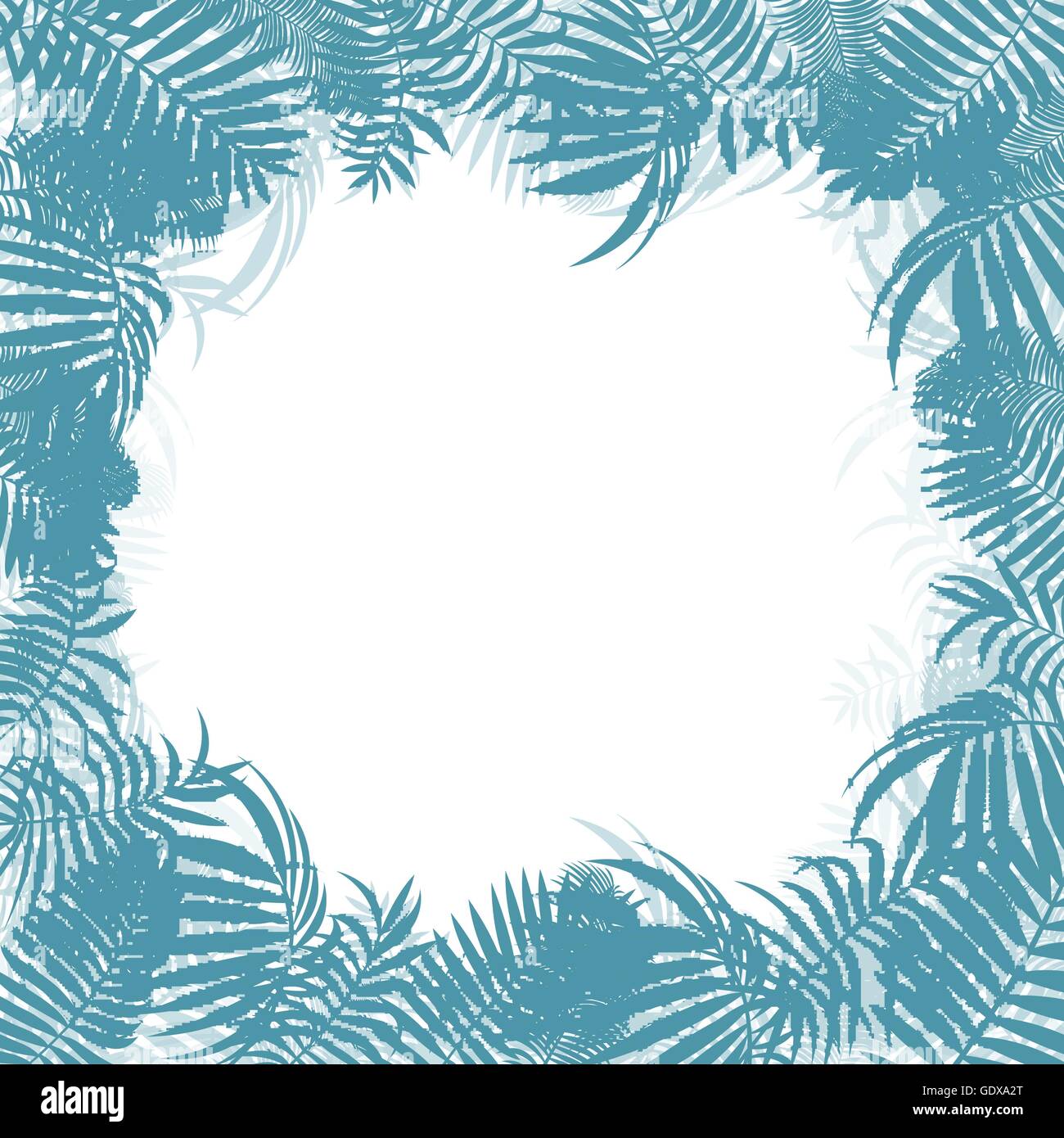 Tropical jungle rain forest vector background blank frame template ...