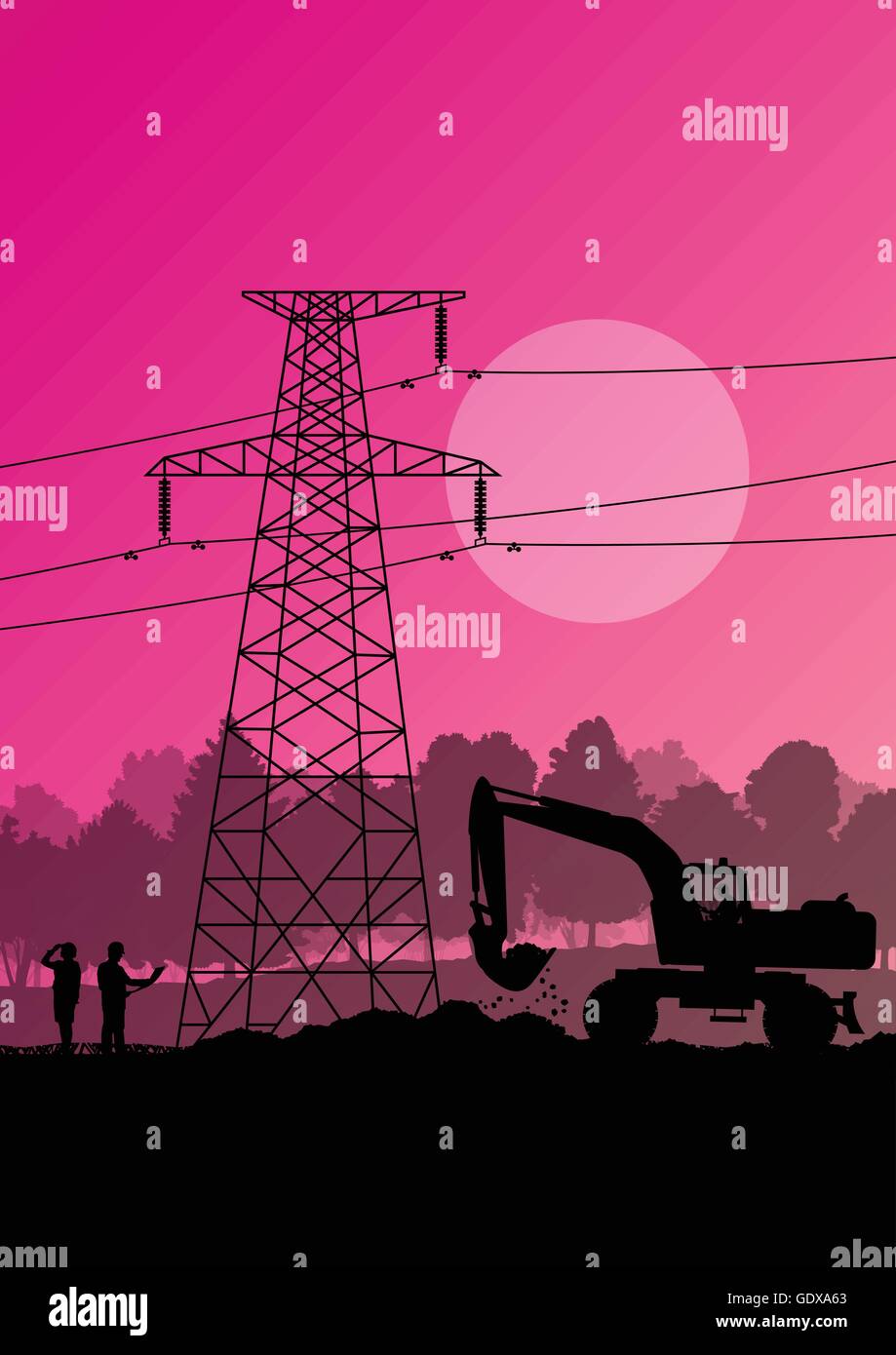 Power engineers high voltage distribution Stock Vector Images - Alamy