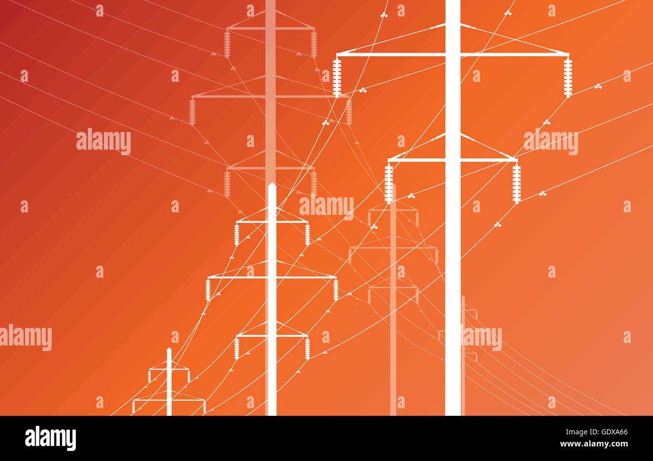 High voltage power line grid vector background Stock Vector Image & Art ...