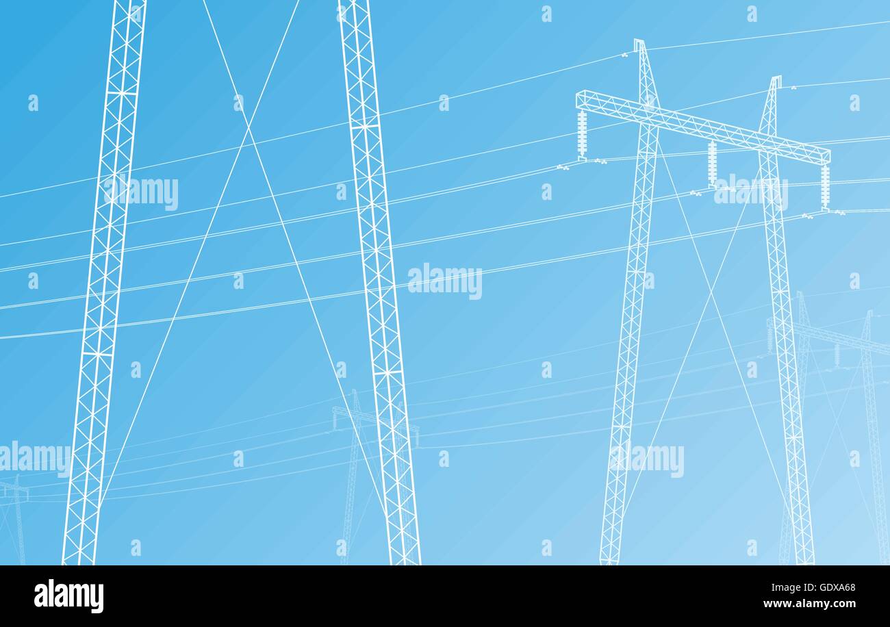 High voltage power line grid vector background Stock Vector Image & Art ...