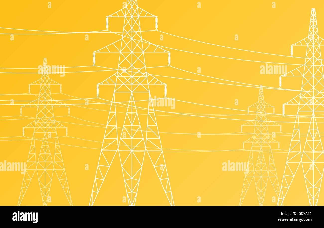 High voltage power line grid vector background Stock Vector Image & Art ...