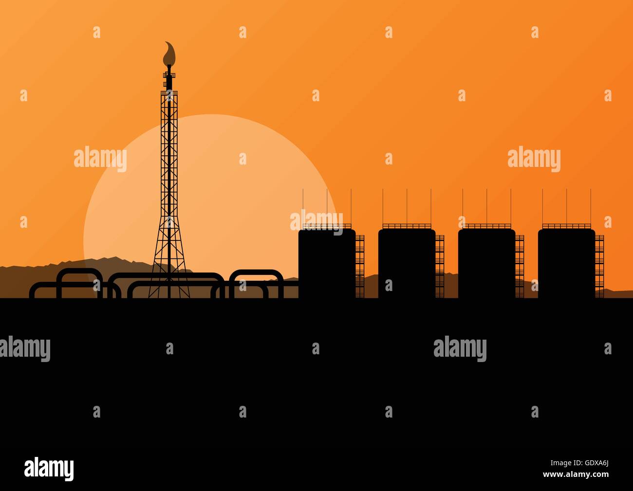 Oil refinery industrial factory landscape illustration background ...
