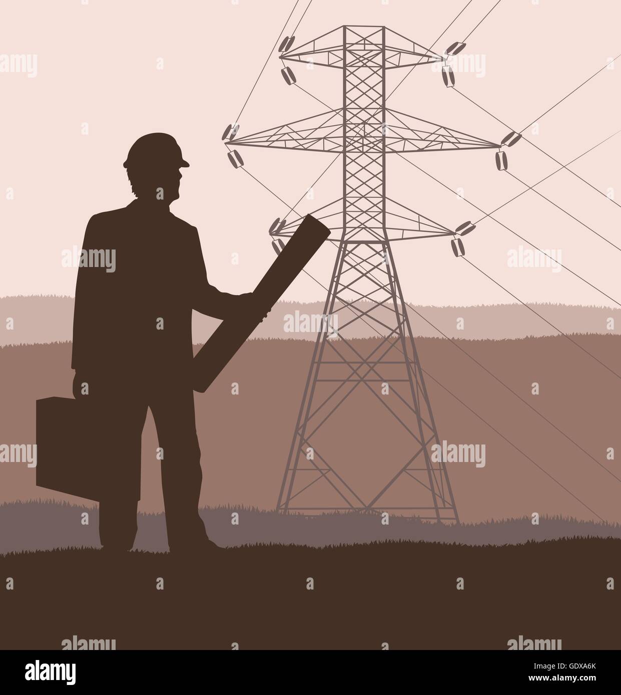 High voltage tower and line background vector for poster Stock Vector ...
