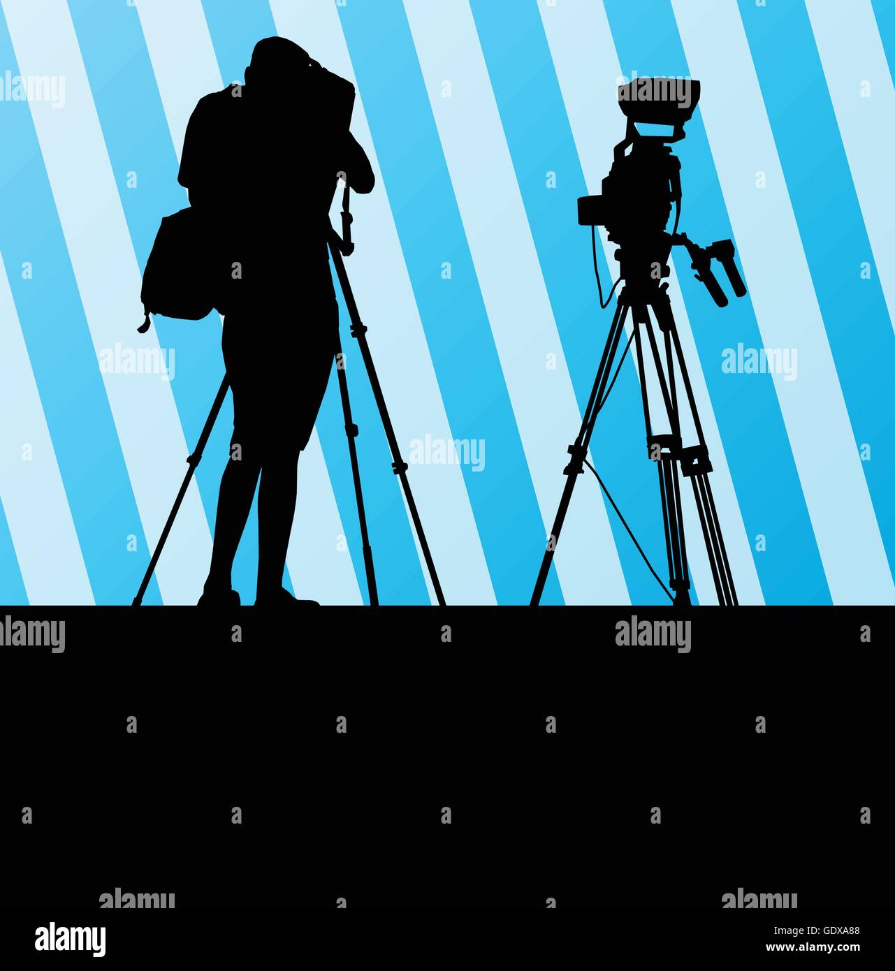 Cameramen and camcorder video operator vector background for poster ...