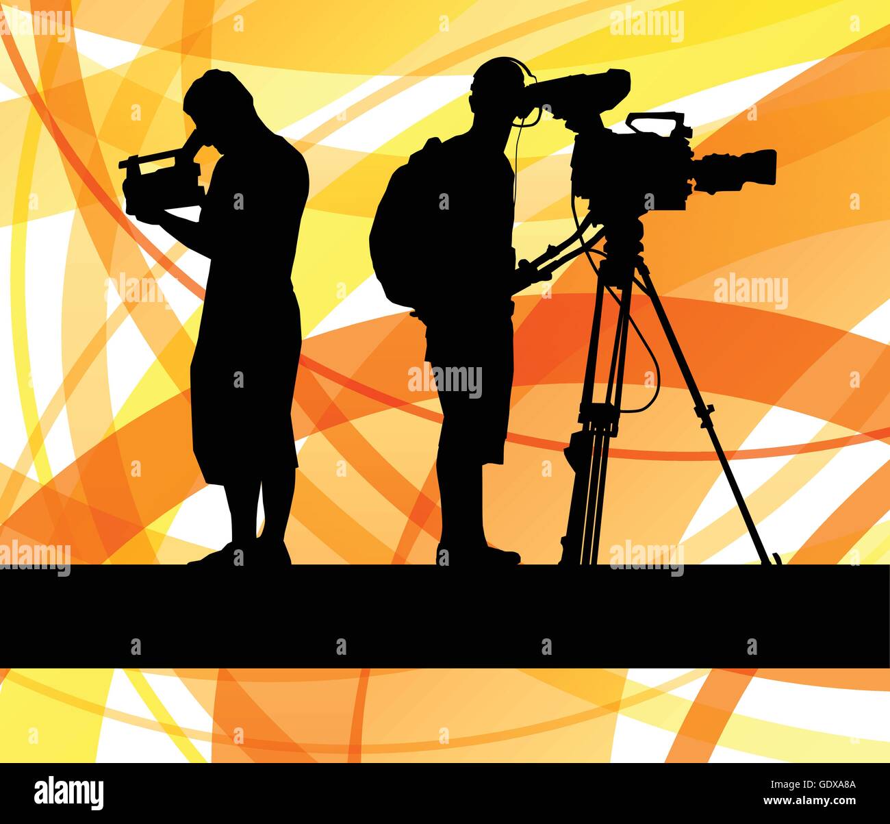 Cameramen and camcorder video operator vector background for poster ...