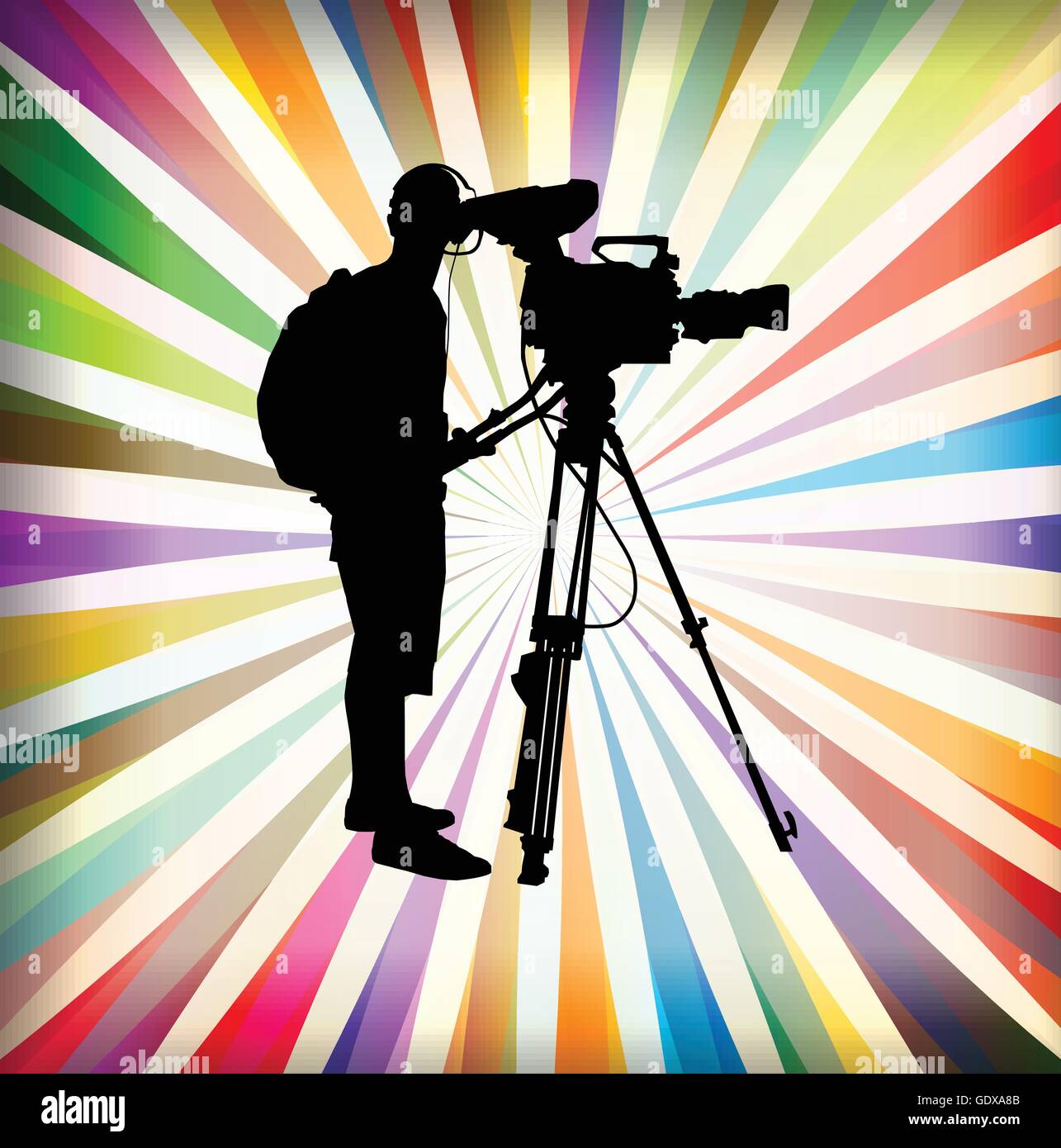 Cameramen and camcorder video operator vector background for poster ...