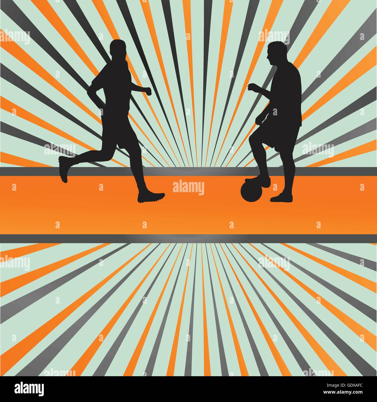 Soccer football player silhouette vector burst background for poster ...