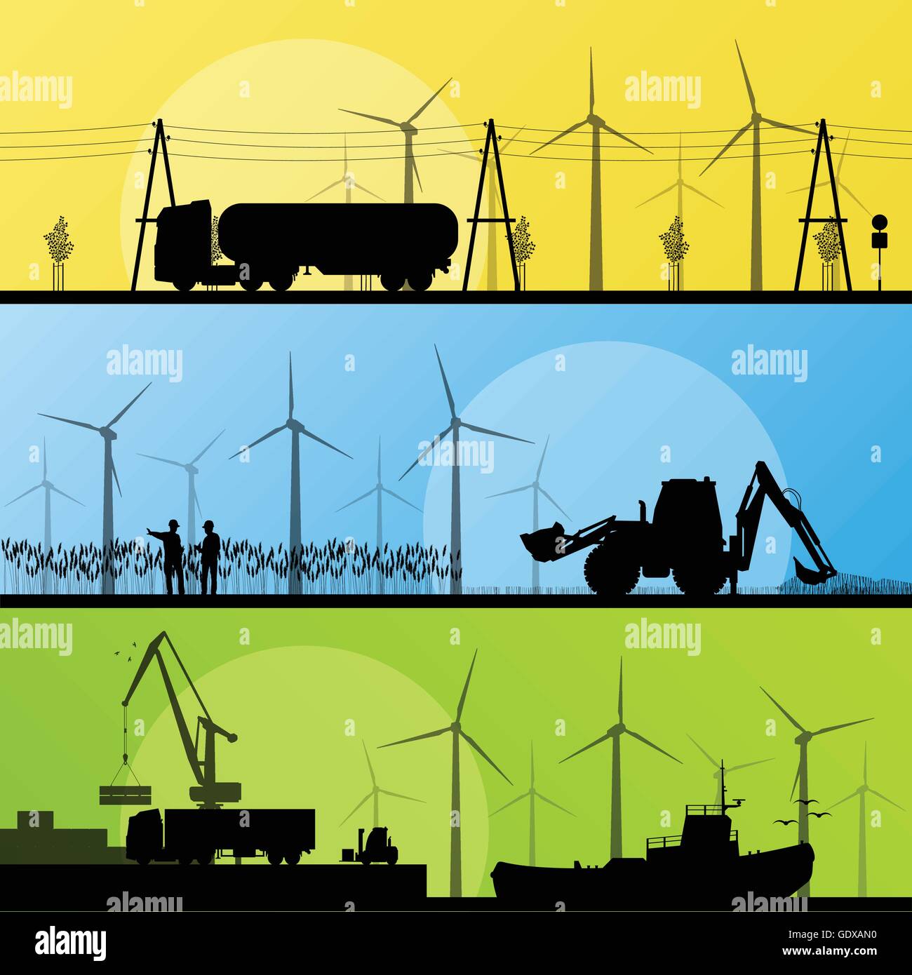 Wind turbine in the harbor Stock Vector Images - Alamy
