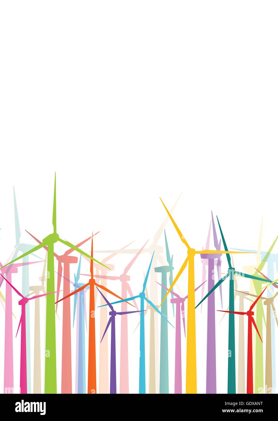 Colorful wind electricity generators and windmills detailed ecology ...