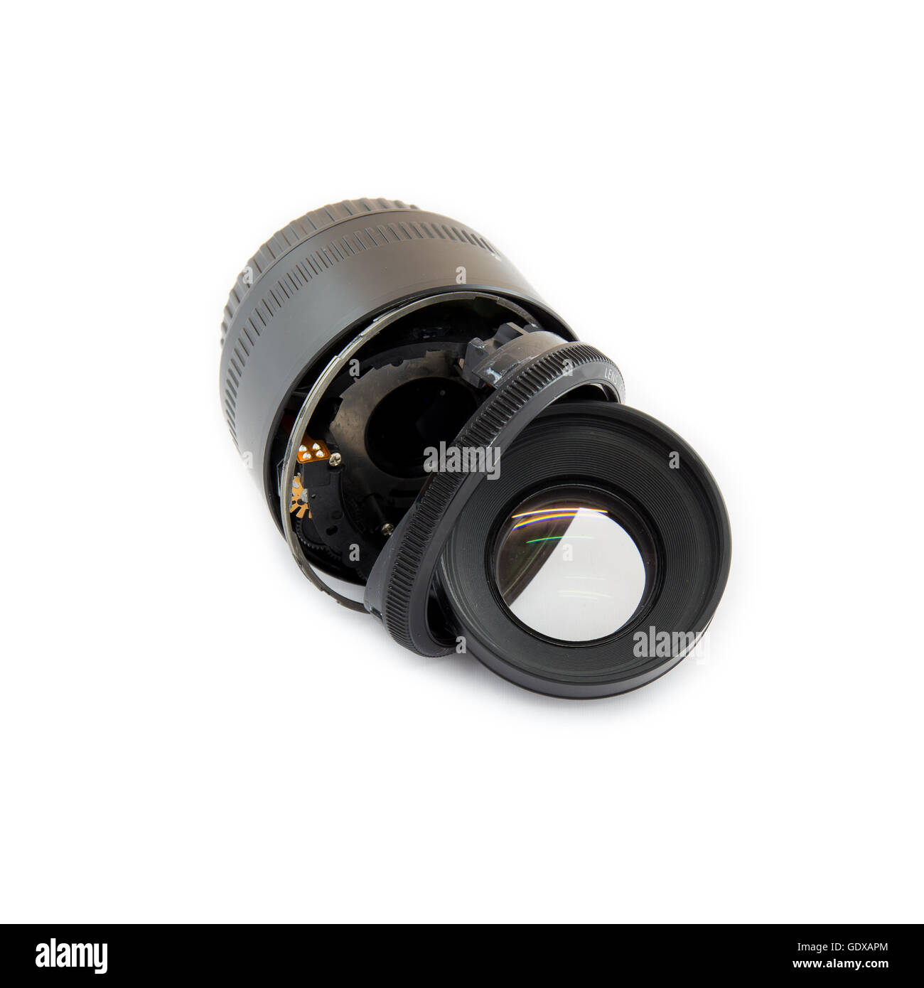 part of camera lens on white background, crash, cracked Stock Photo - Alamy