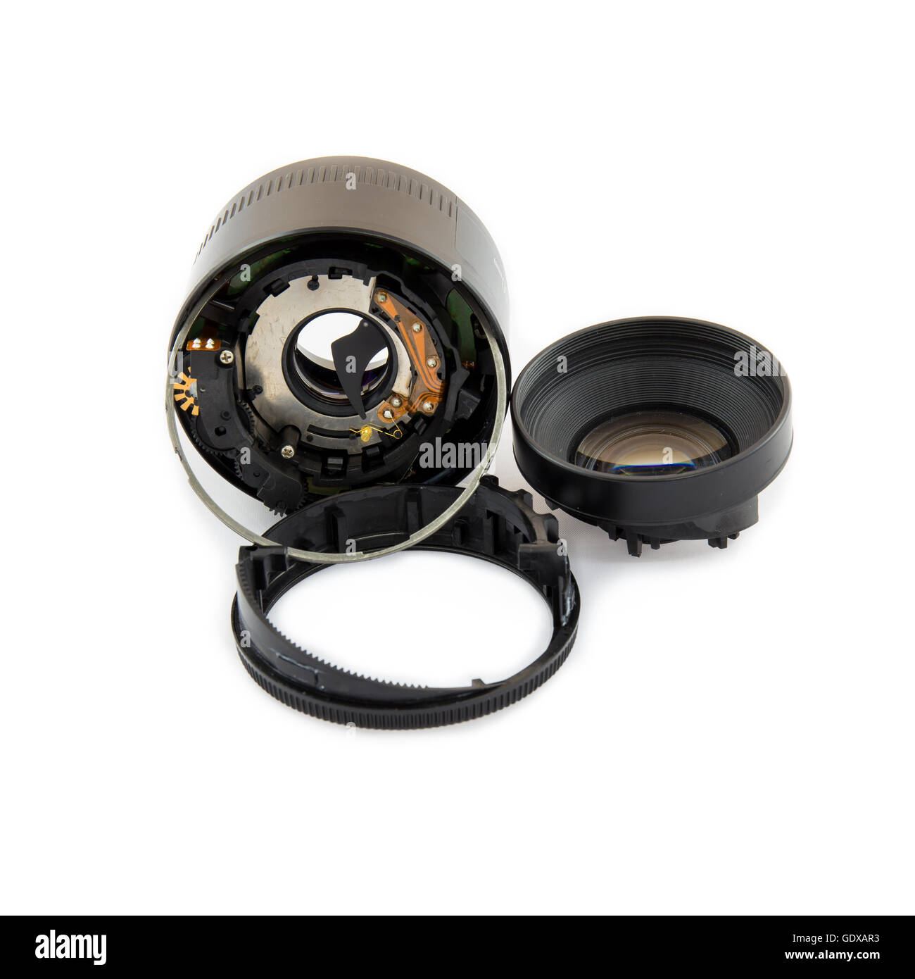 part of camera lens on white background, crash, cracked Stock Photo - Alamy