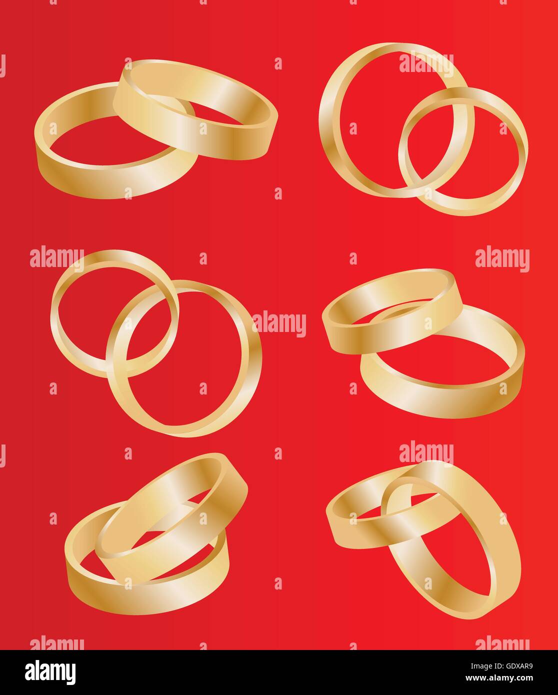 Gold wedding rings vector background set concept Stock Vector Image ...