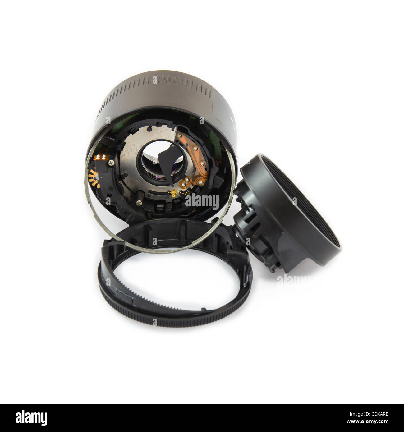part of camera lens on white background, crash, cracked Stock Photo - Alamy