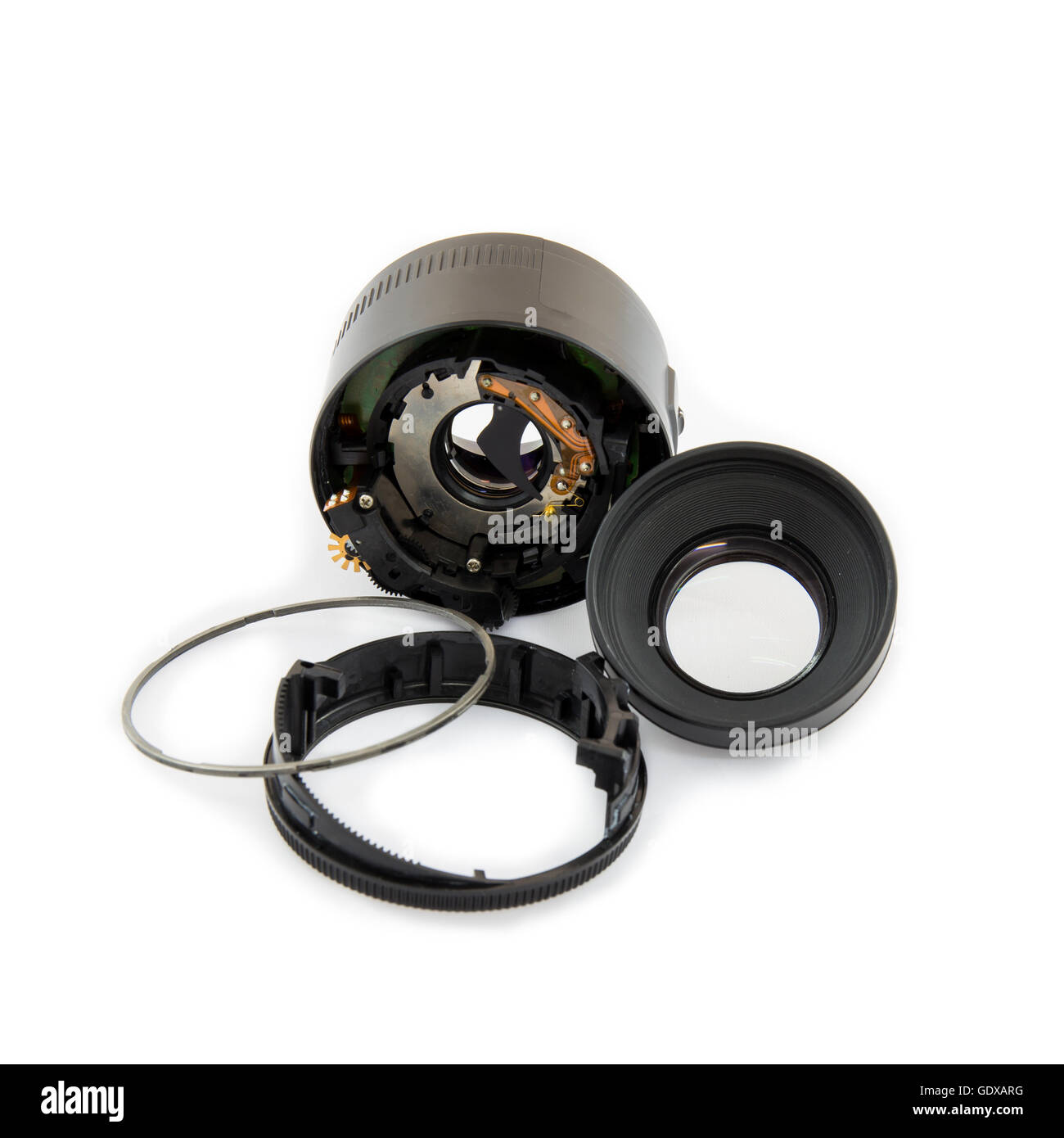 part of camera lens on white background, crash, cracked Stock Photo - Alamy