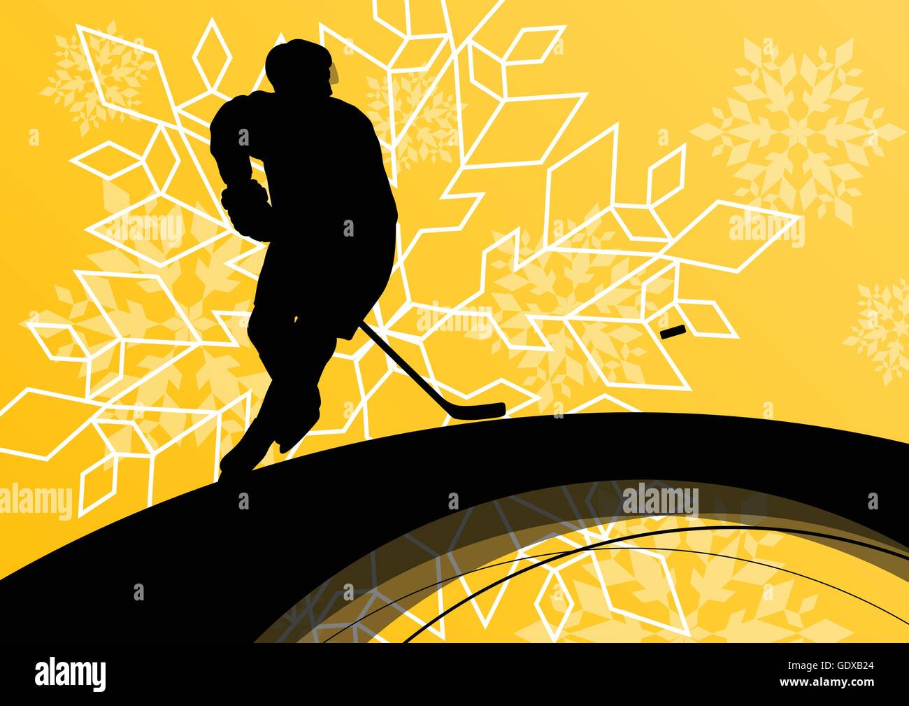 Active young man hockey player sport silhouette in seasonal ice and ...