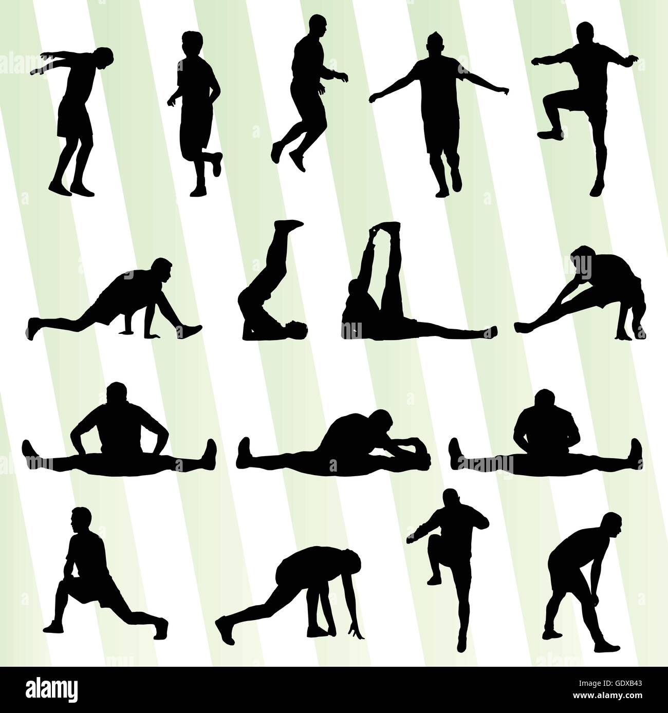 Man stretching exercise warming up vector background for poster Stock ...