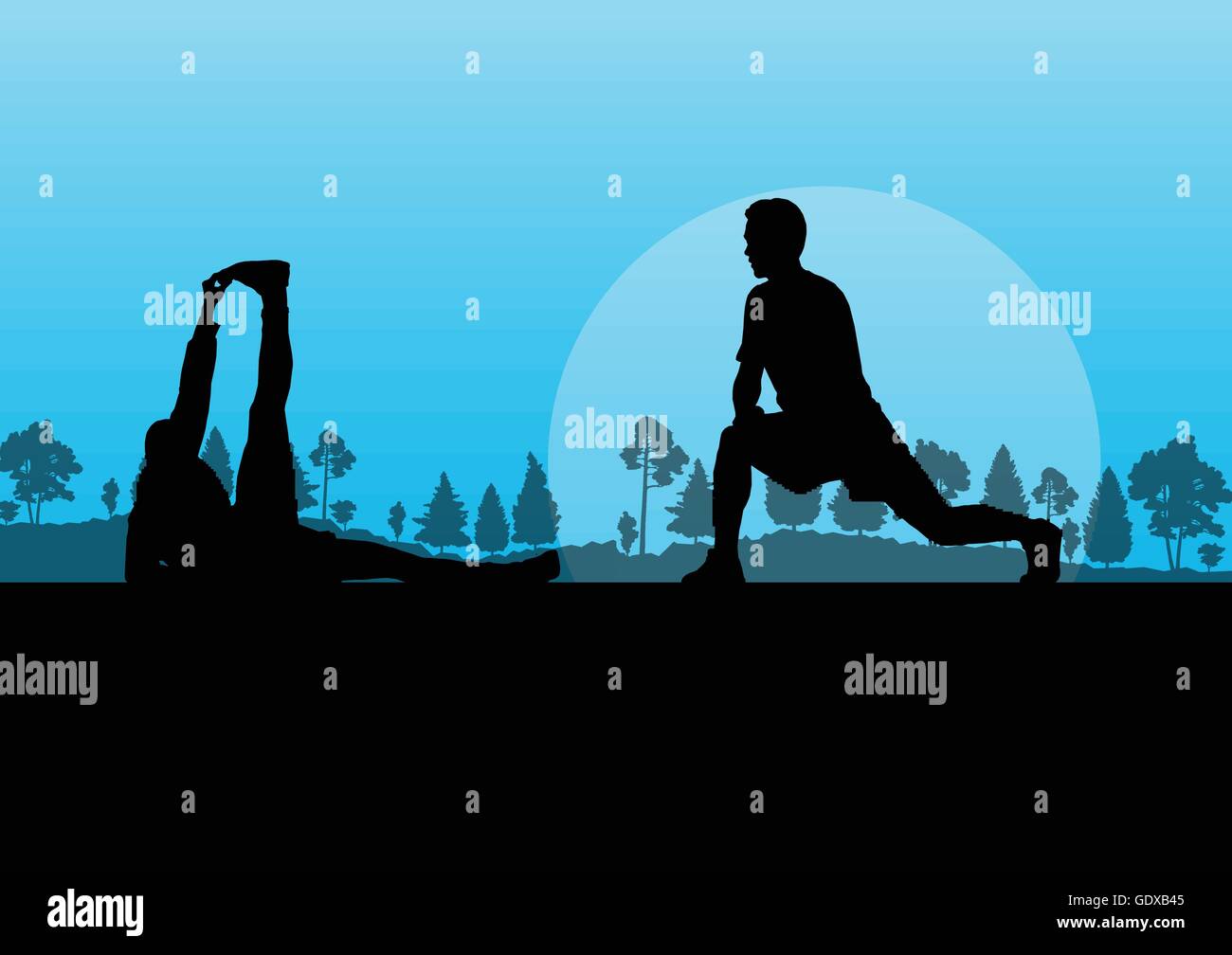 Man stretching exercise warming up vector background for poster Stock ...