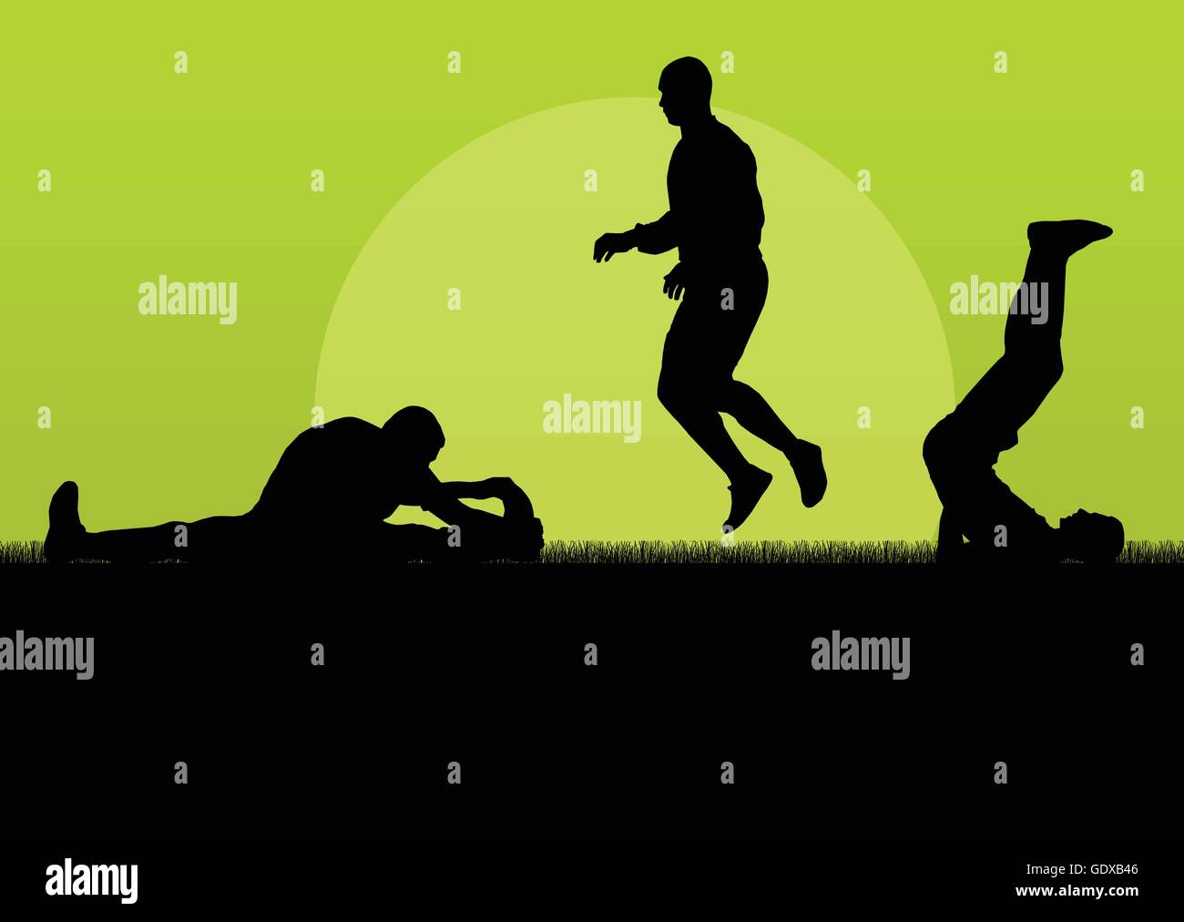 Man stretching exercise warming up vector background for poster Stock ...