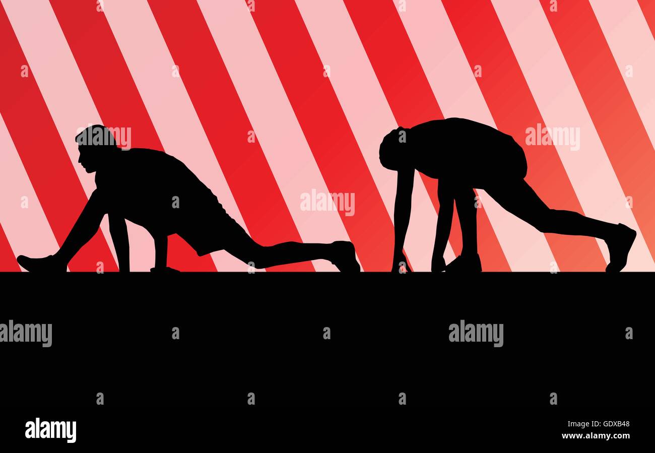 Man stretching exercise warming up vector background for poster Stock ...