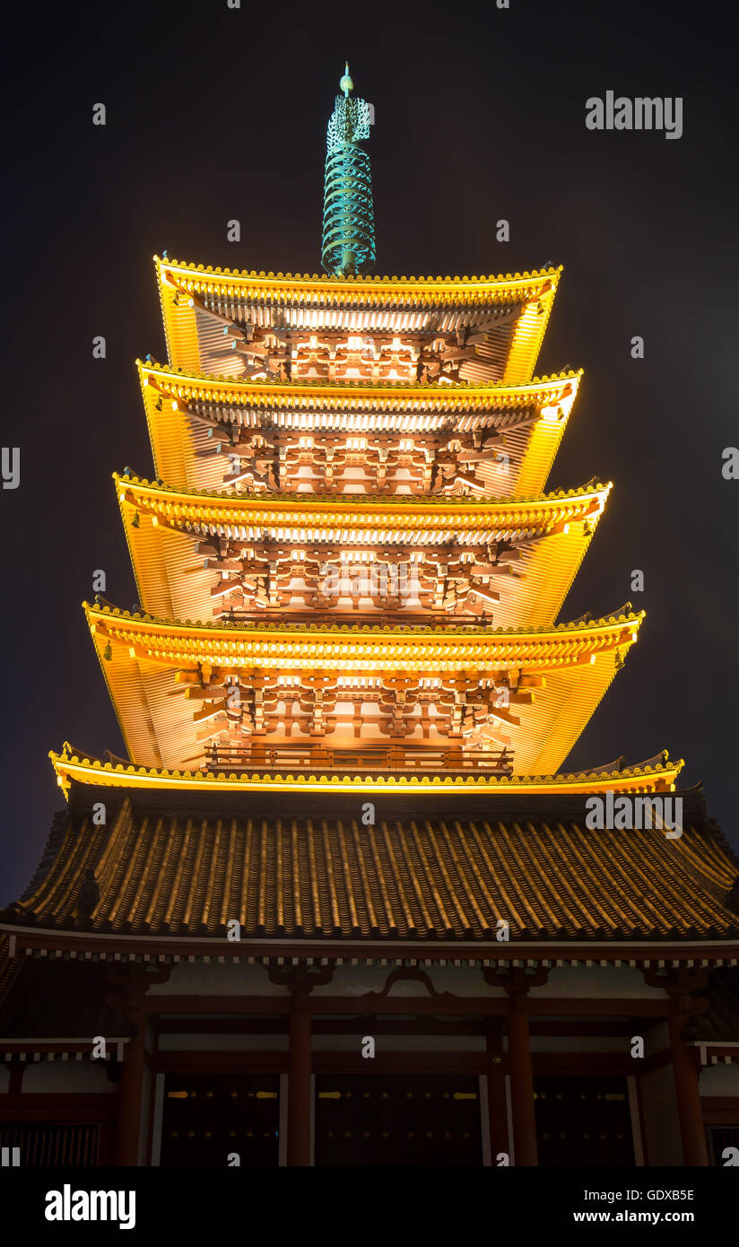 Five Story Pagoda, Sensoji Temple in nighttime Asakusa, Tokyo, Japan ...