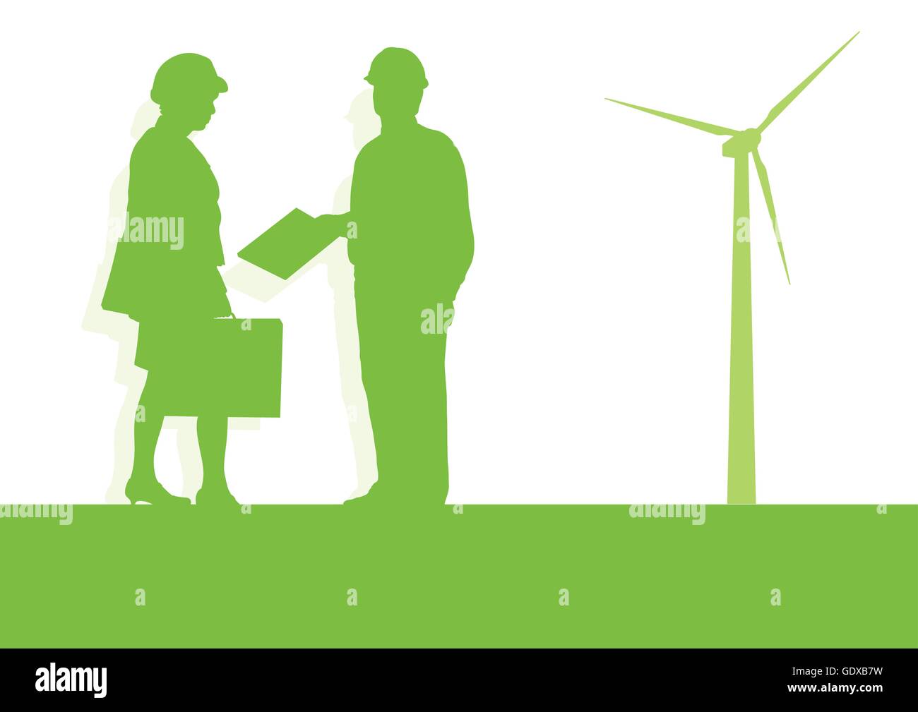 Engineer technician green energy wind turbine power generator station ...