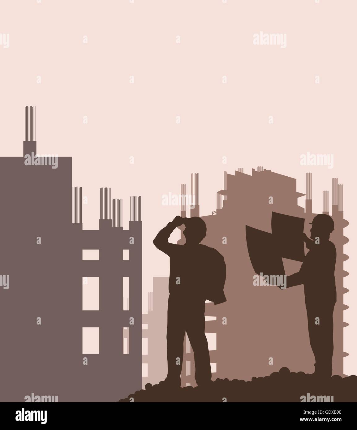 Construction site and engineer vector background for poster Stock ...