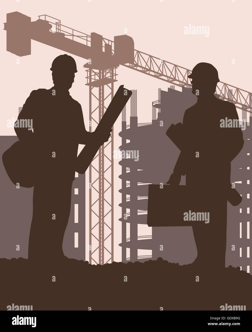 Construction site and engineer vector background for poster Stock ...