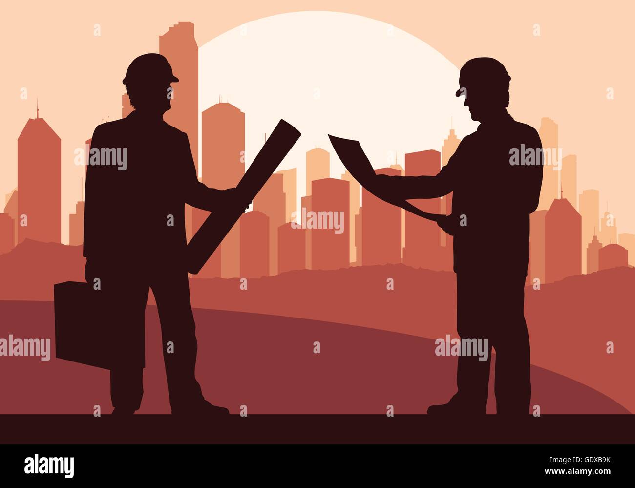 Construction site and engineer vector background for poster Stock ...