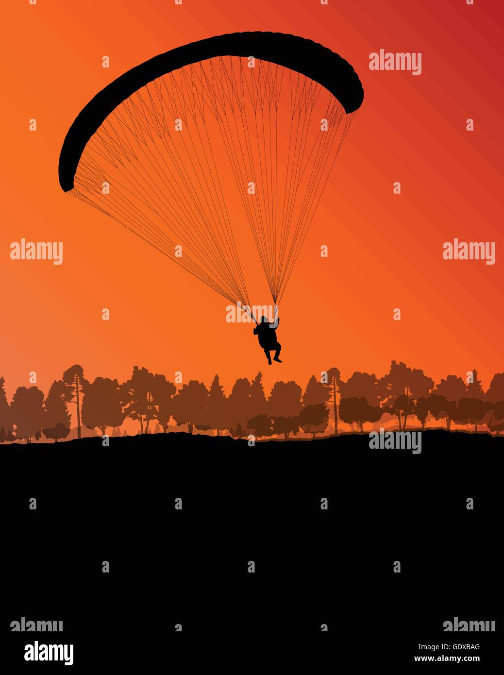 Paragliding vector background landscape concept vector for poster Stock ...