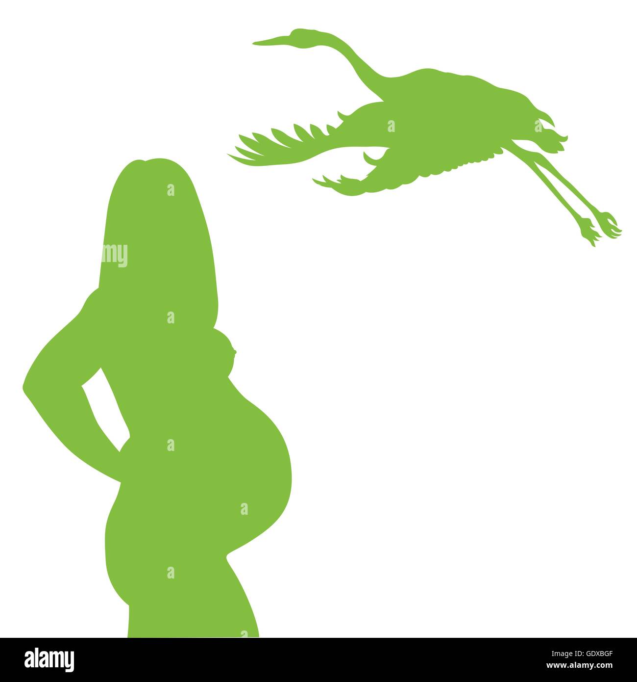 Healthy pregnant mother and stork vector background concept Stock ...