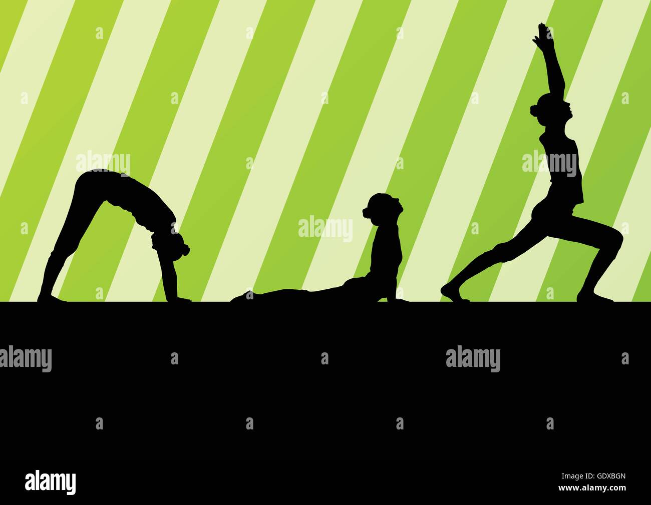 Yoga silhouettes vector background abstract template concept for poster ...