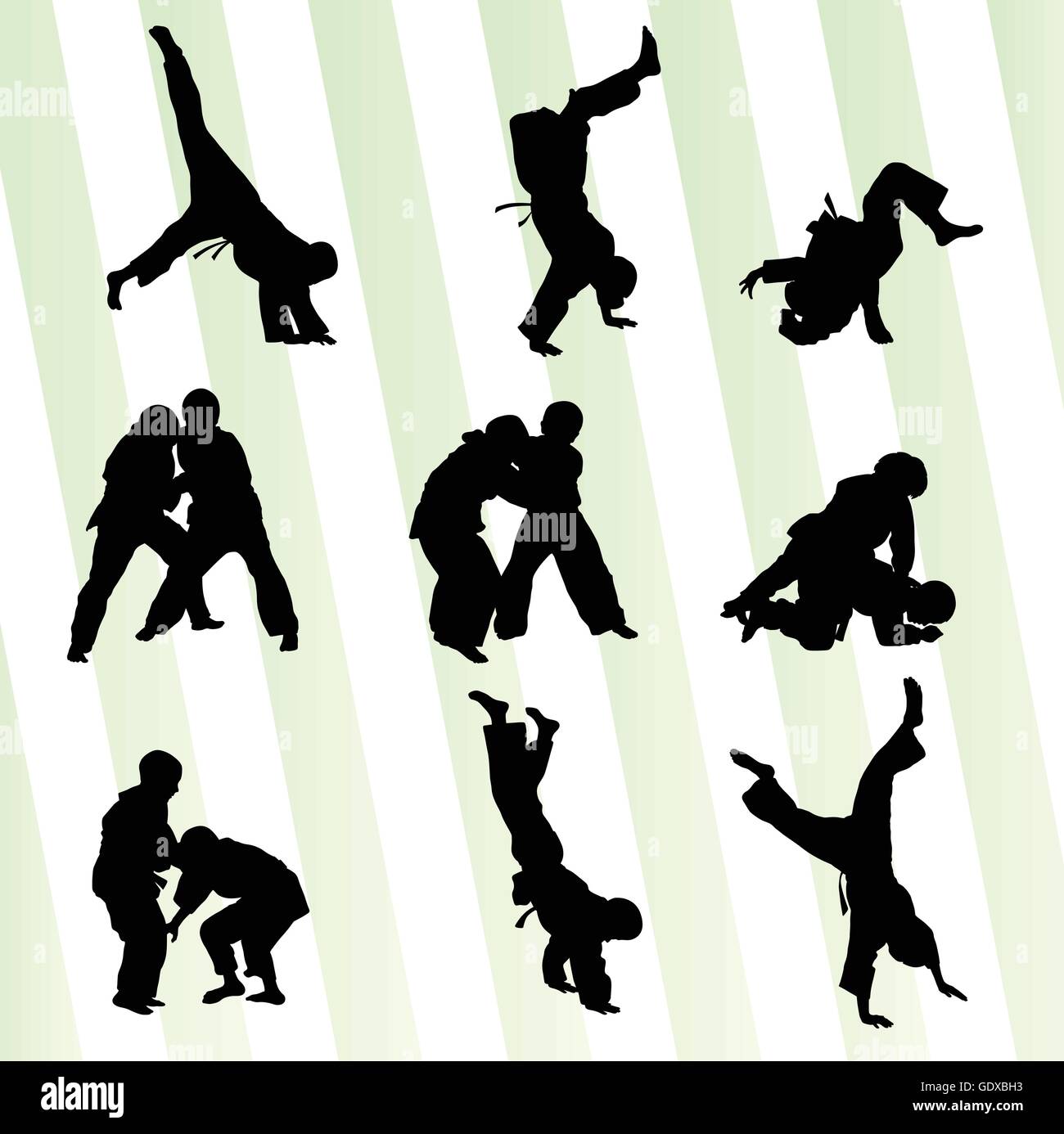 Judo fight boy set vector background concept for poster Stock Vector ...