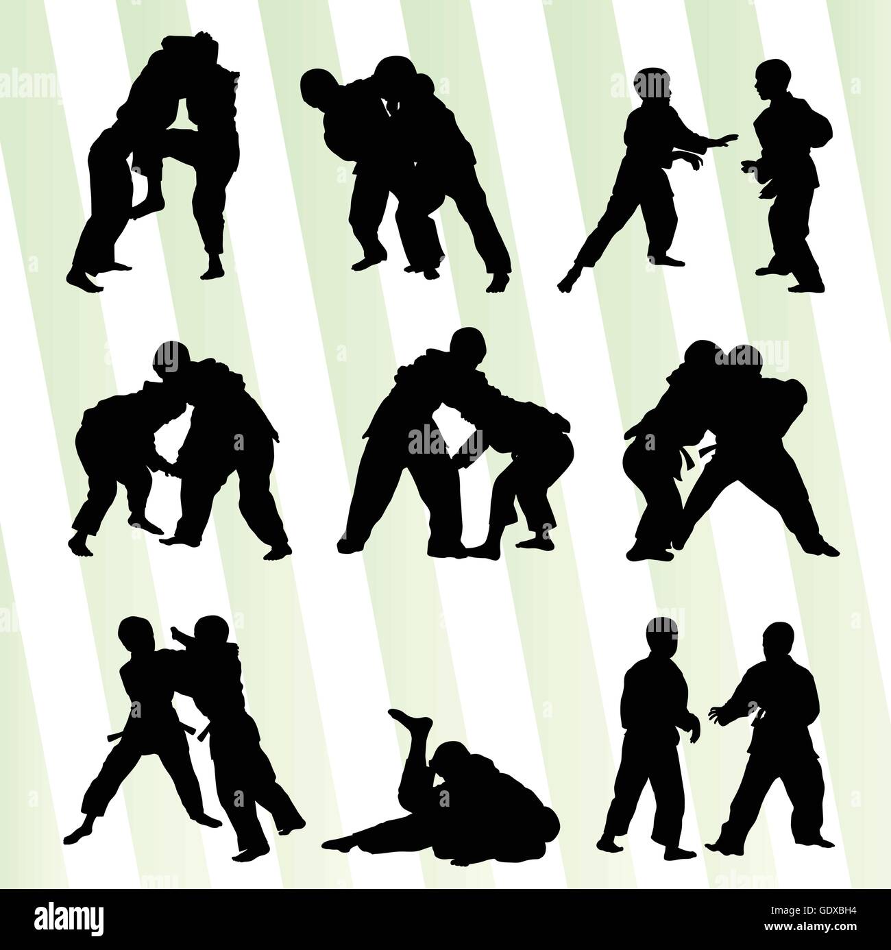 Judo fight boy set vector background concept for poster Stock Vector ...