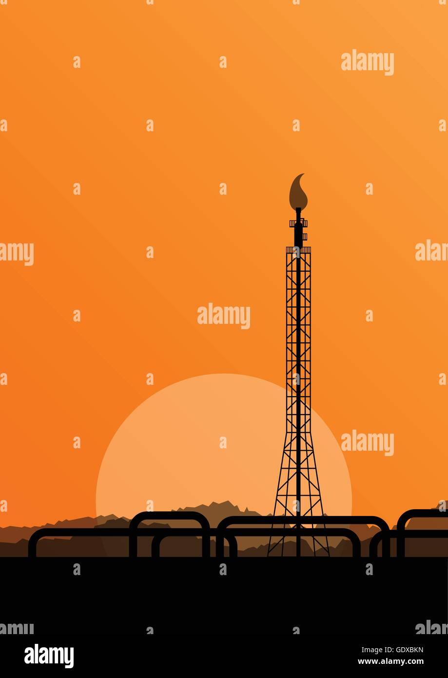 Oil refinery industrial factory landscape illustration background ...
