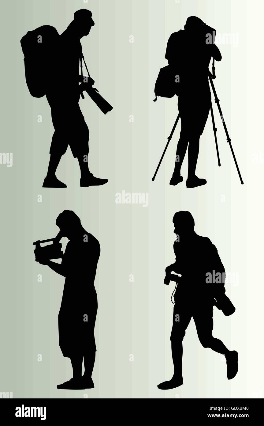 Cameraman silhouette vector background set for poster Stock Vector ...