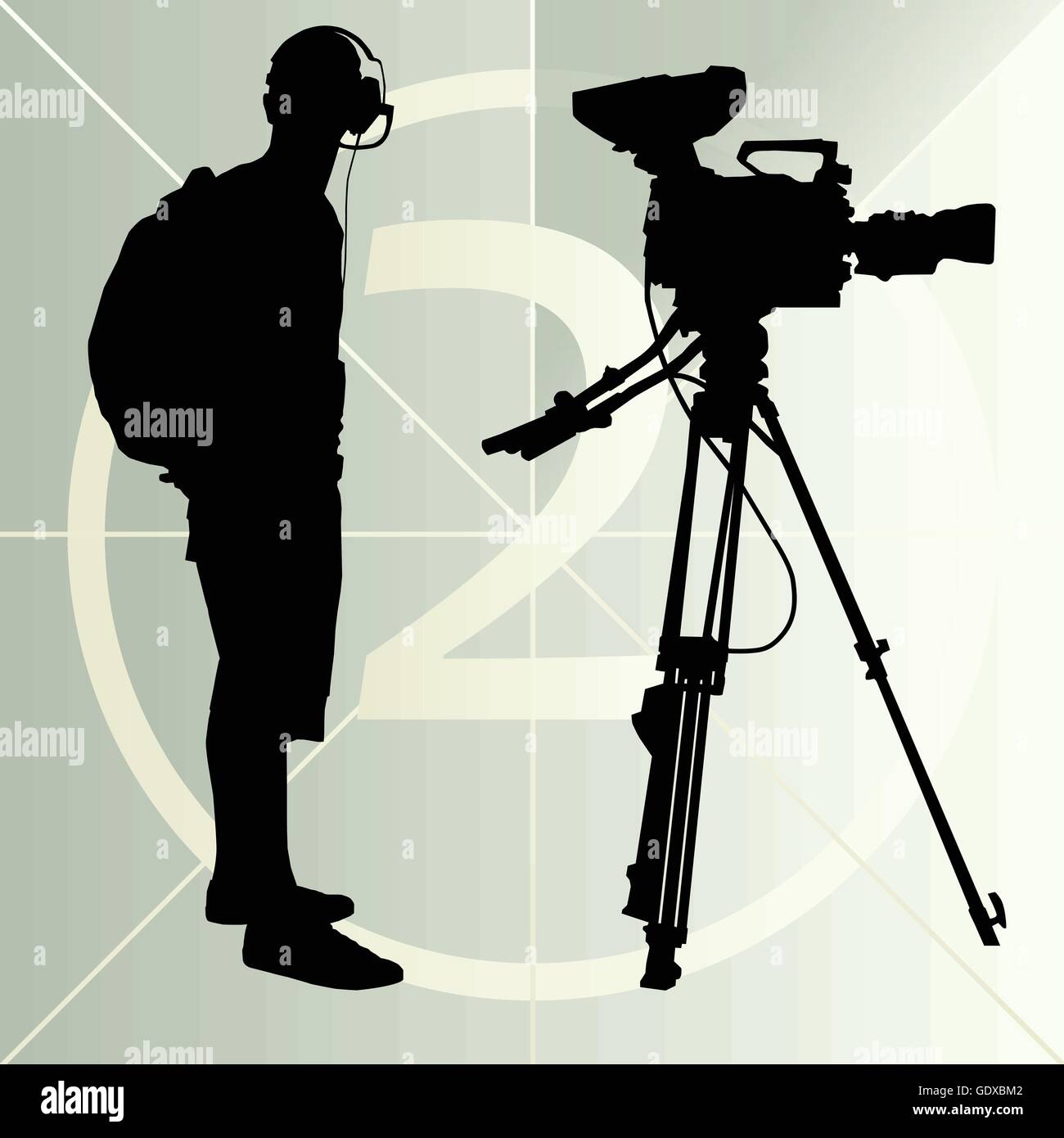 Cameraman silhouette vector background and film countdown number for ...
