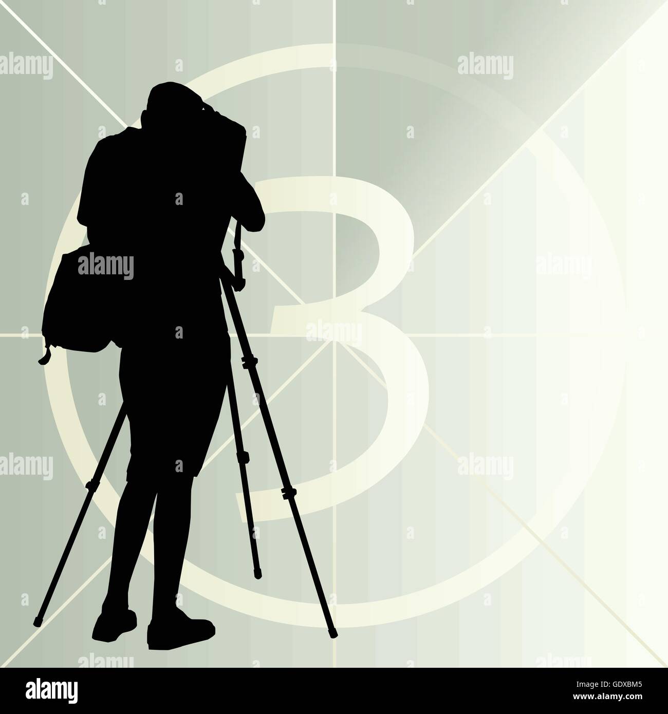 Cameraman silhouette vector background and film countdown number for ...