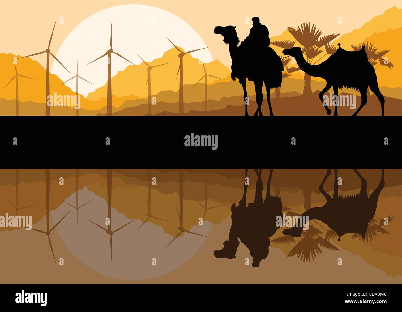Wind energy in the desert Stock Vector Images - Alamy
