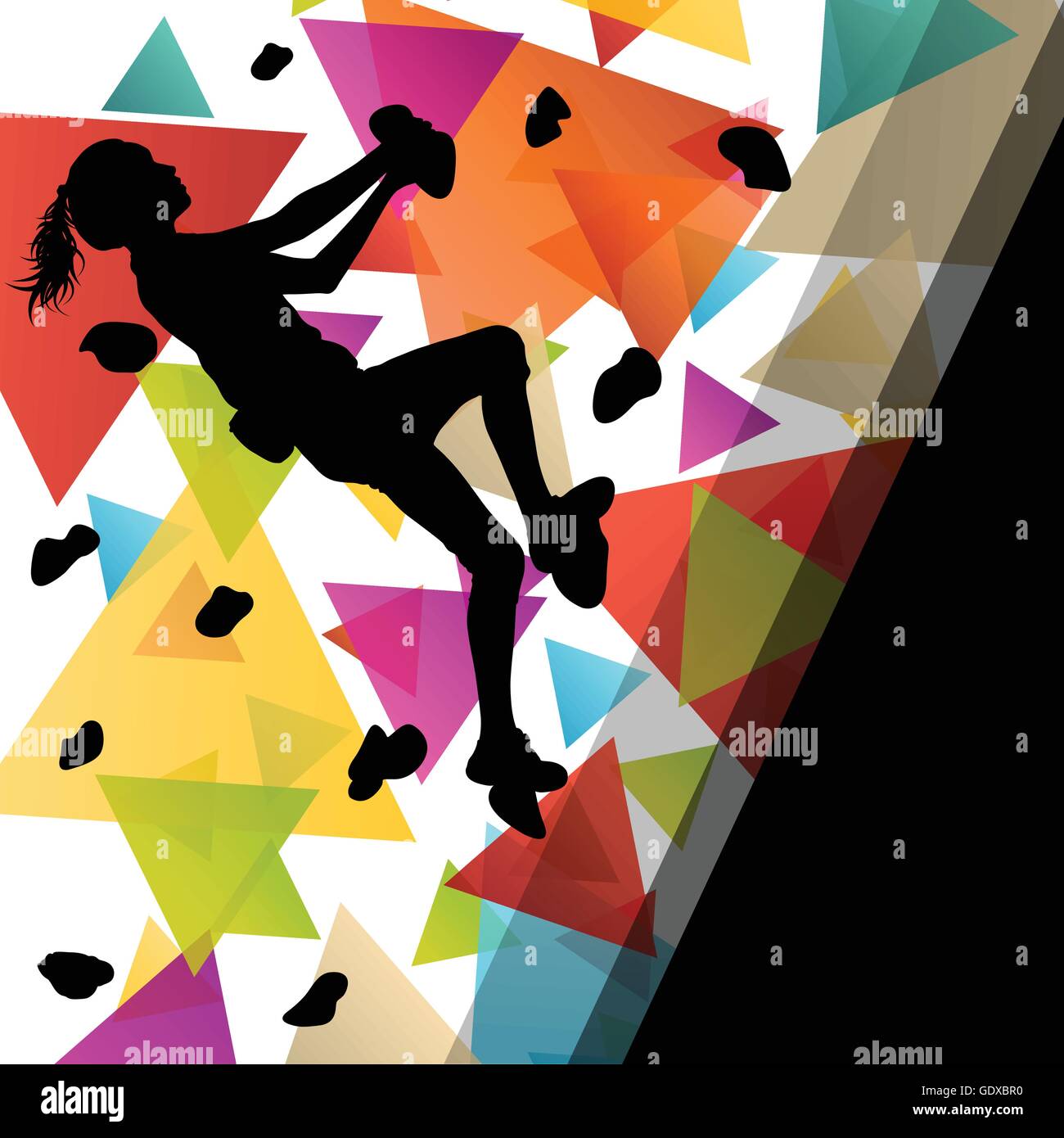 Children girl silhouettes on climbing wall in active and healthy sport ...