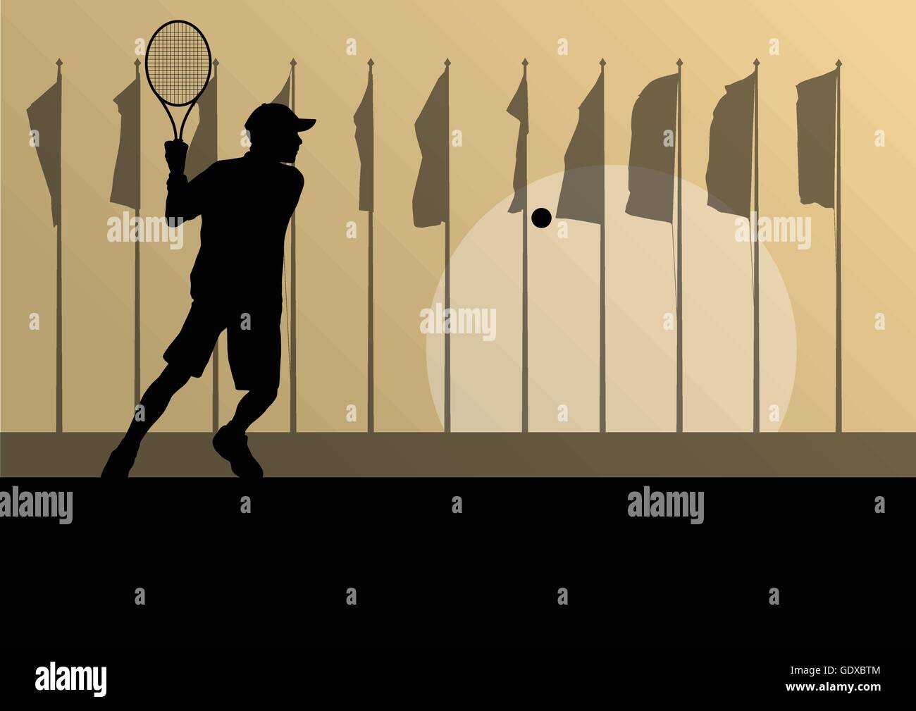 Tennis players detailed silhouettes vector background concept ...