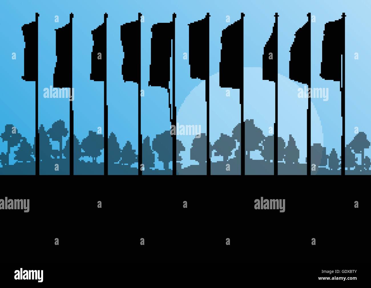 Waving flags vector background concept landscape for poster Stock ...