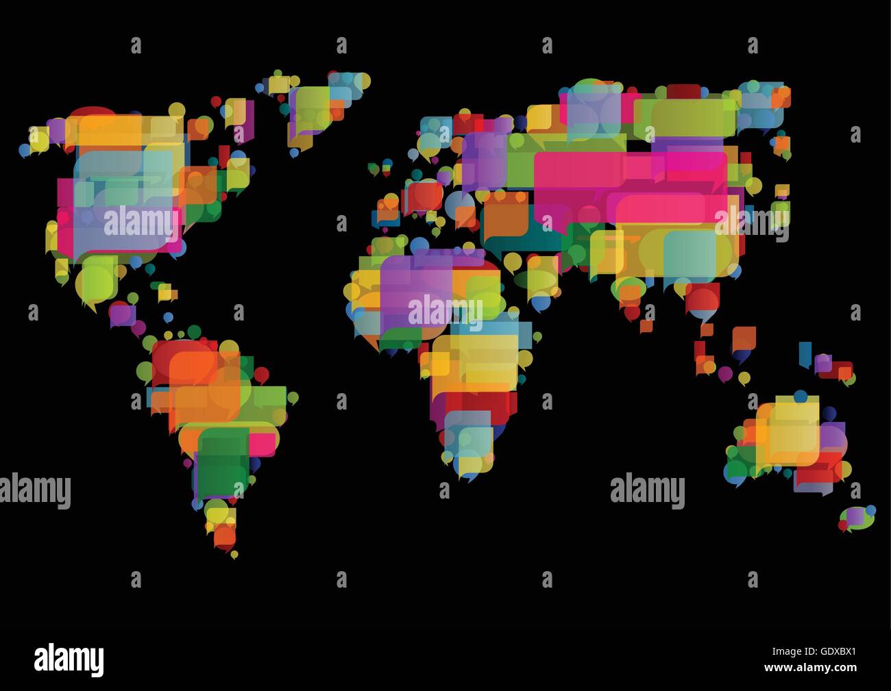 World map made of colorful speech bubbles concept vector Stock Vector ...