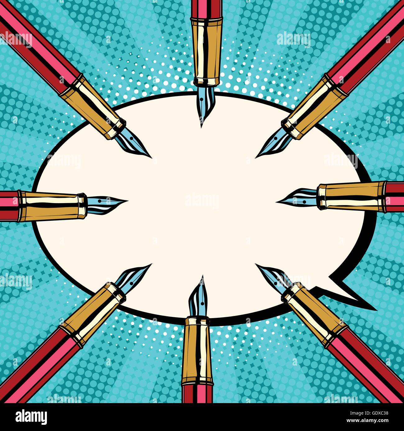 Fountain ink pens pop art retro background Stock Vector Image & Art - Alamy