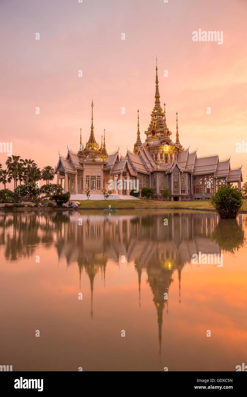 The beautiful temple made from marble and cement in sunset time at ...